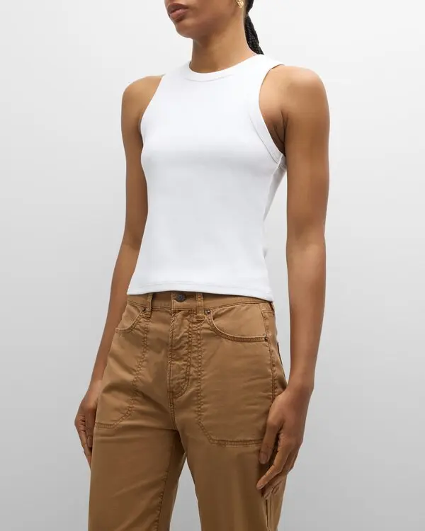 Veronica Beard Jordyn Cropped Tank Top - White