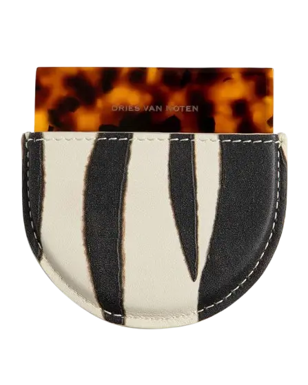 Dries Van Noten Zebra Print And Tortoiseshell Handheld Mirror