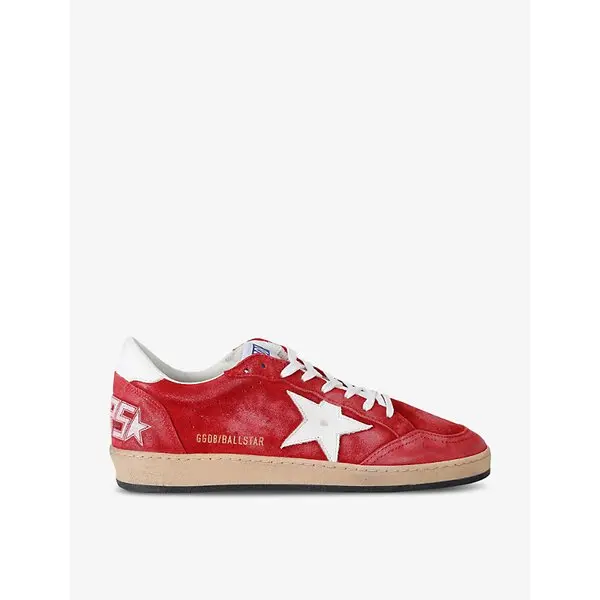 Golden Goose Ball Star Star-Applique Suede Trainers Red