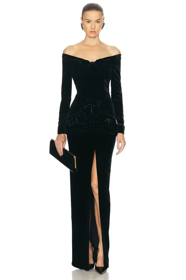 Alessandra Rich Off The Shoulder Gown