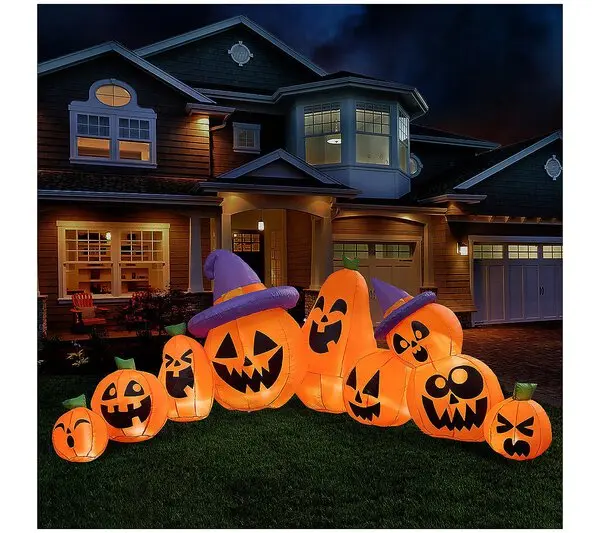 SYNCFUN 12.5 Ft Halloween Inflatable Pumpkin Wi Th Witch Hat