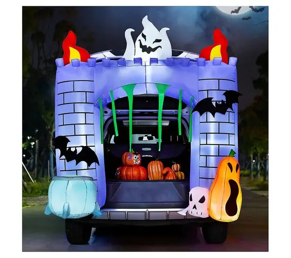SYNCFUN 6 Ft Halloween Inflatable Haunted Castl E