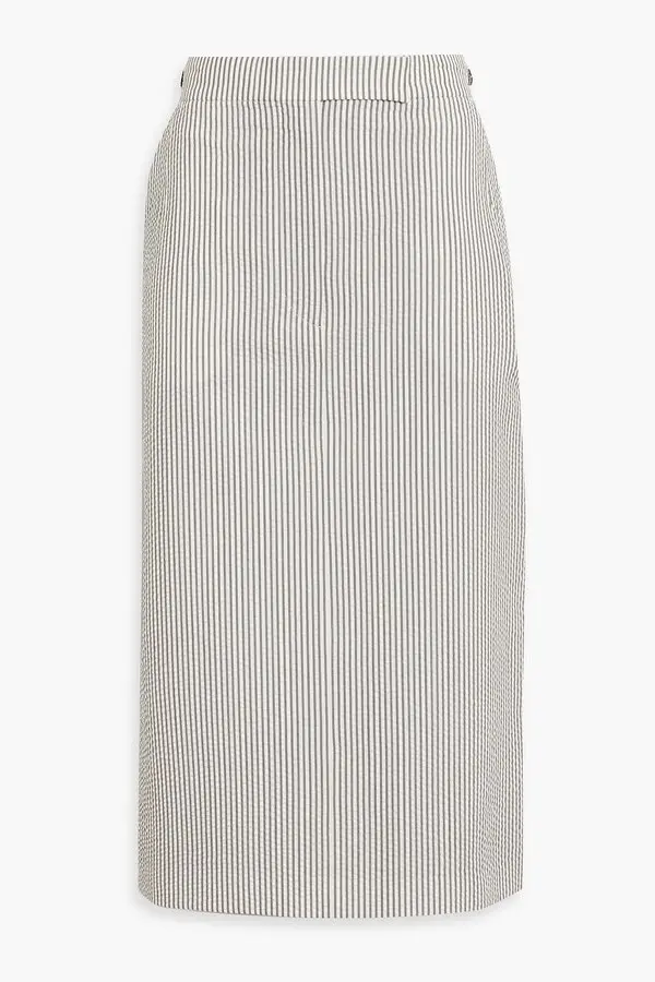Thom Browne Striped Wool-seersucker Midi Pencil Skirt
