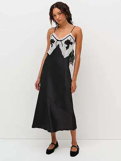 Victoria'S Secret For Love & Lemons Maeve Maxi Slip Dress - Black |  Editorialist
