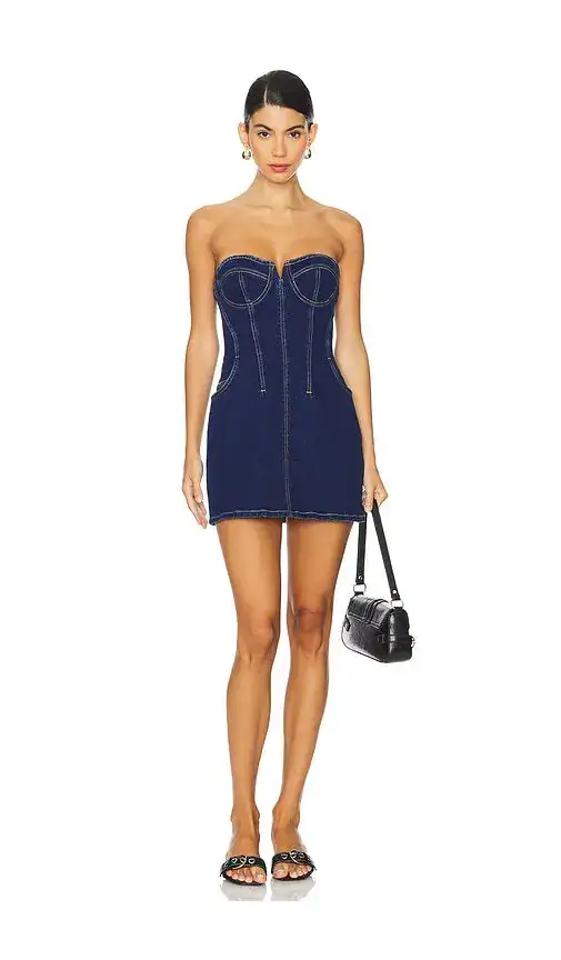 Karina Grimaldi Emilia Denim Mini Dress In Blue - 54% Off | Editorialist