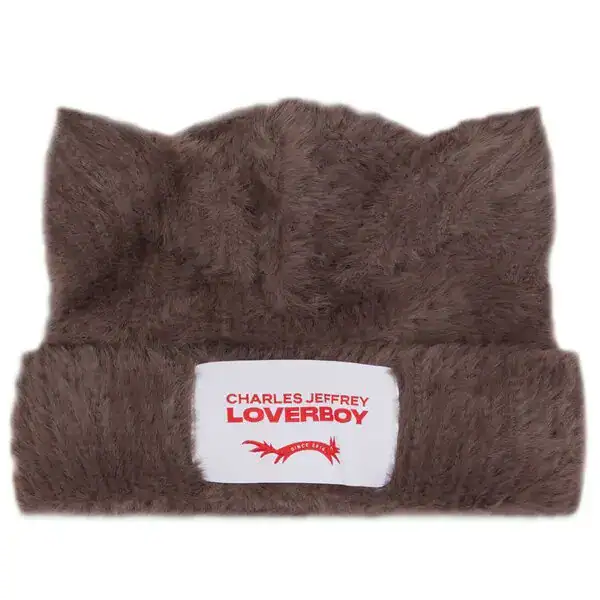 Charles Jeffrey Loverboy Fluffy Chunky Ears Beanie - Brown  display picture 1