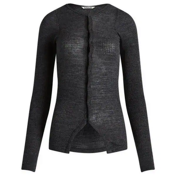 トップス AURALEE WOOL SOFT RIB CARDIGAN Auralee Wool Soft Rib Cardigan In Charcoal - 60% Off | Editorialist