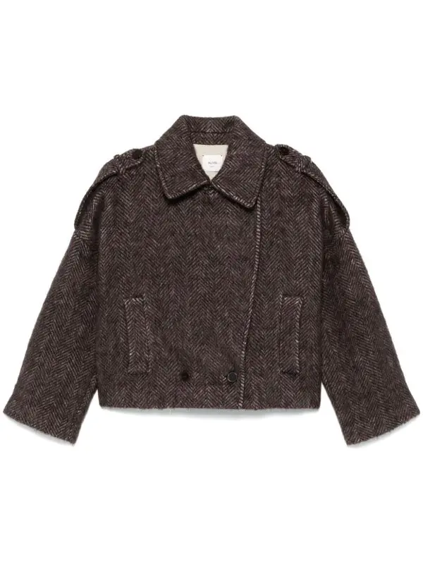 Alysi Herringbone-Pattern Jacket In Brown - 15% Off | Editorialist