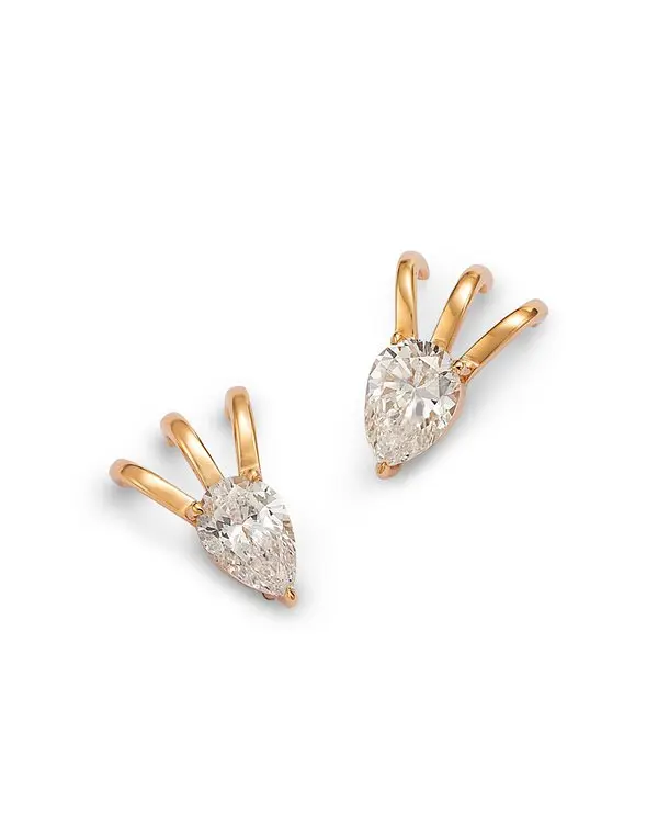 MOON & MEADOW 14k Yellow Lab Grown Diamond Pear Huggie Earrings