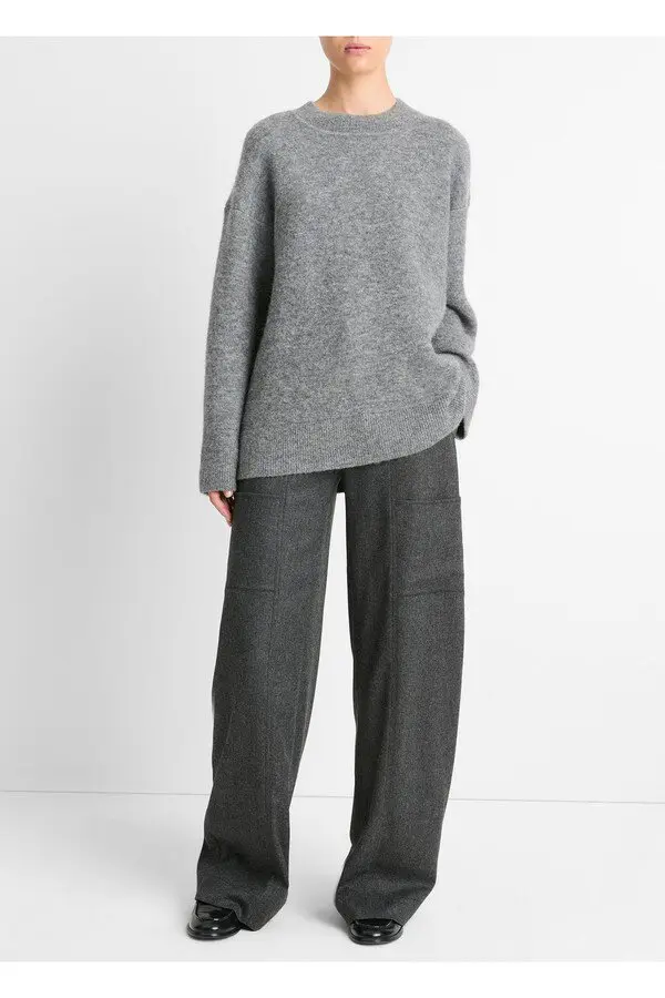 Vince Textured Crew Neck Sweater - Gray