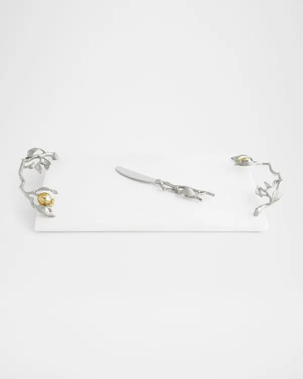 Michael Aram Pomegranate Silver & Gold Cheeseboard With Spreader