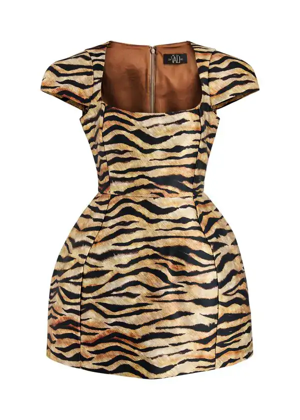 knee length dresses for ladies Verso Mini Dress in Tiger Gold main image 0