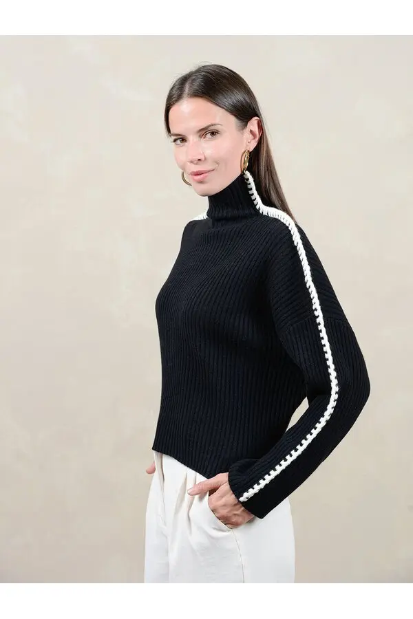 27 Miles Malibu Marullo Stitch Cashmere Mock Neck Sweater - Natural
