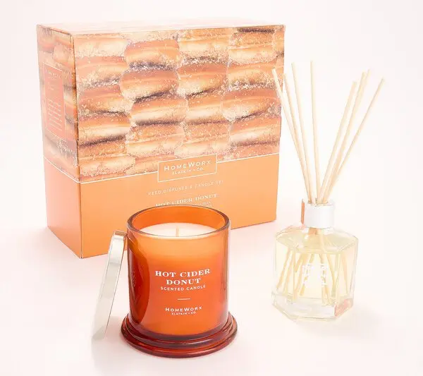 HOMEWORX BY SLATKIN + CO. Fall Reed Diffuser & 8oz Candle Set