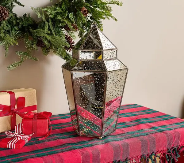 LWYA BY KIM GRAVEL As Is 18' Oversized Illuminated Mercury Glass Lantern