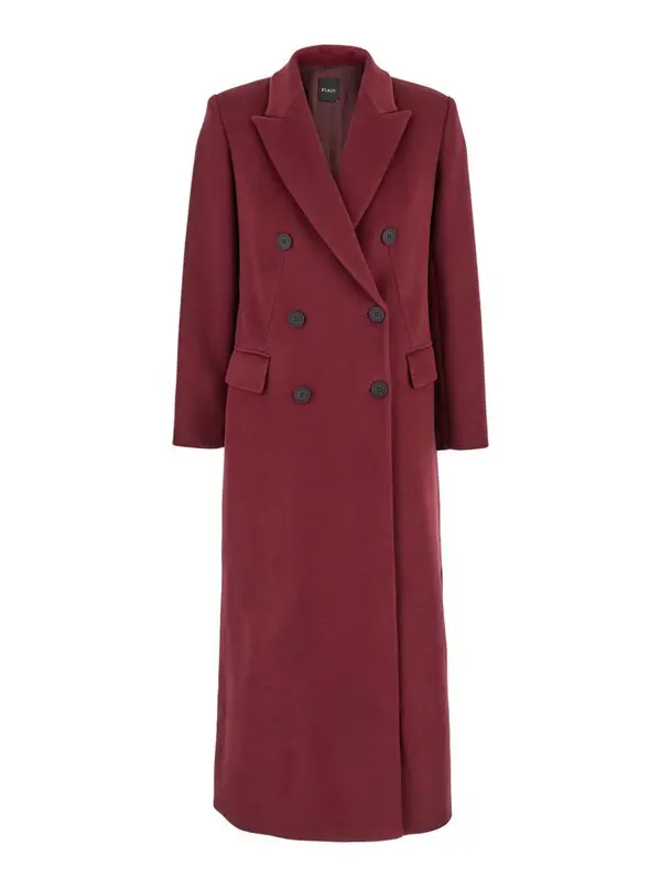 PLAIN Long Double-breasted Coat - Red