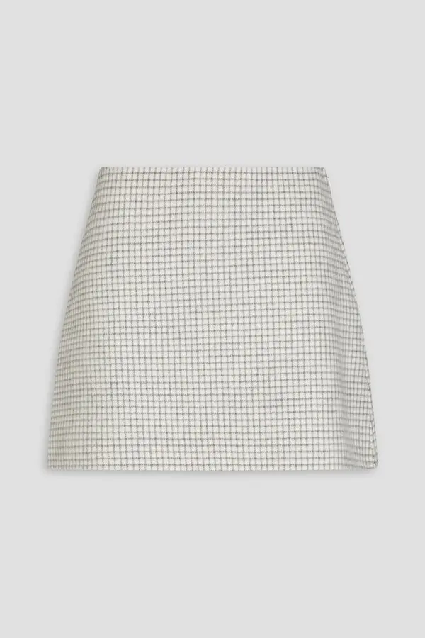Theory Gingham Wool-felt Mini Skirt