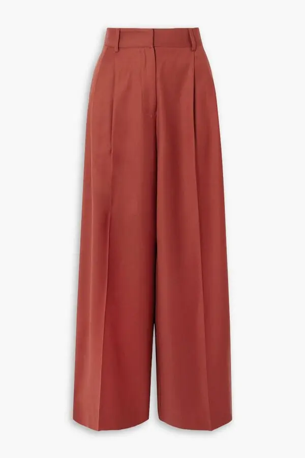 BEARE PARK Double Pleated Wool-twill Wide-leg Pants