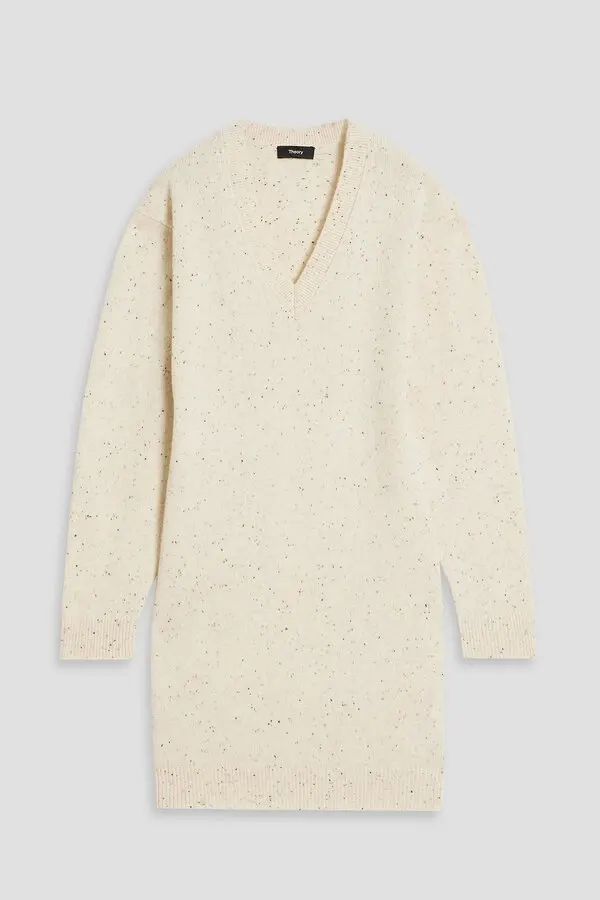 Theory Donegal Wool-cashmere Mini Dress - Ivory