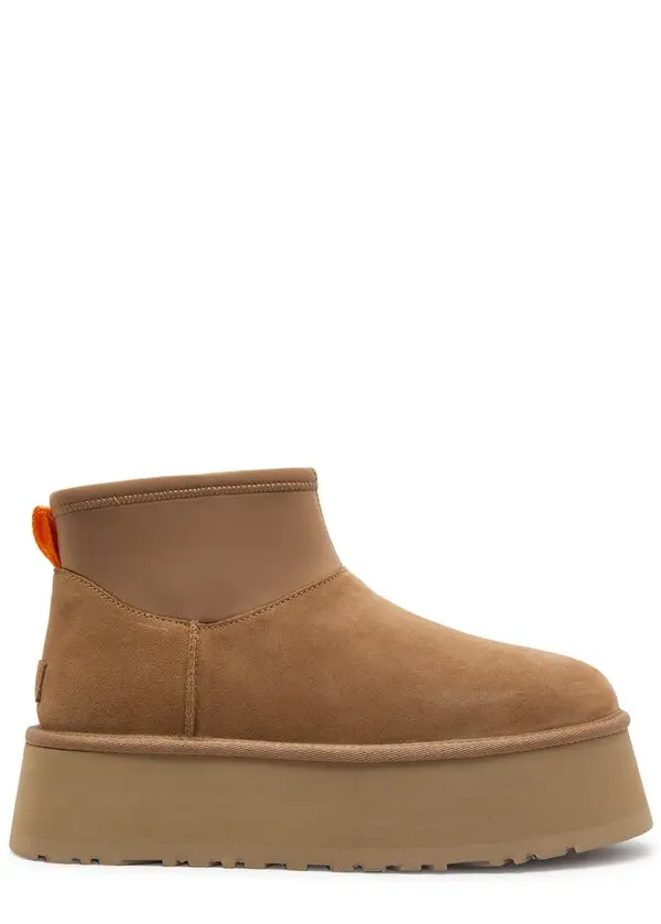 UGG Classic Mini Dipper Suede Flatform Ankle Boots - Beige