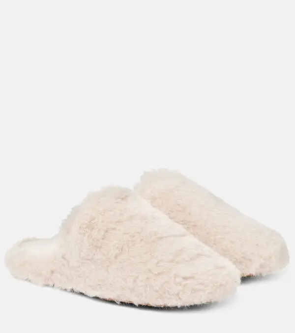 Max Mara Teddy Slippers - White