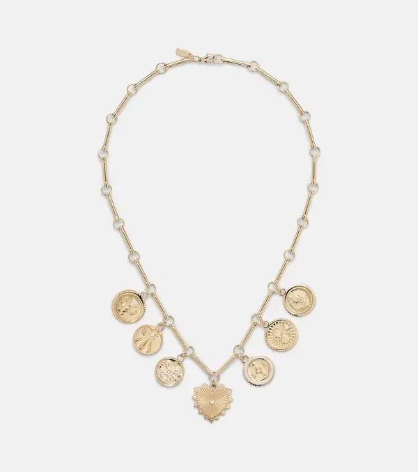 FOUNDRAE Love 18kt Yellow Chain Choker With Diamonds