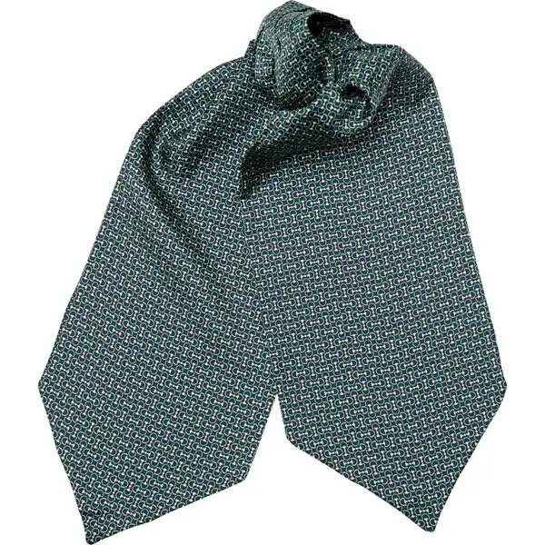 ELIZABETTA Condotti Silk Ascot Cravat - Green And Navy