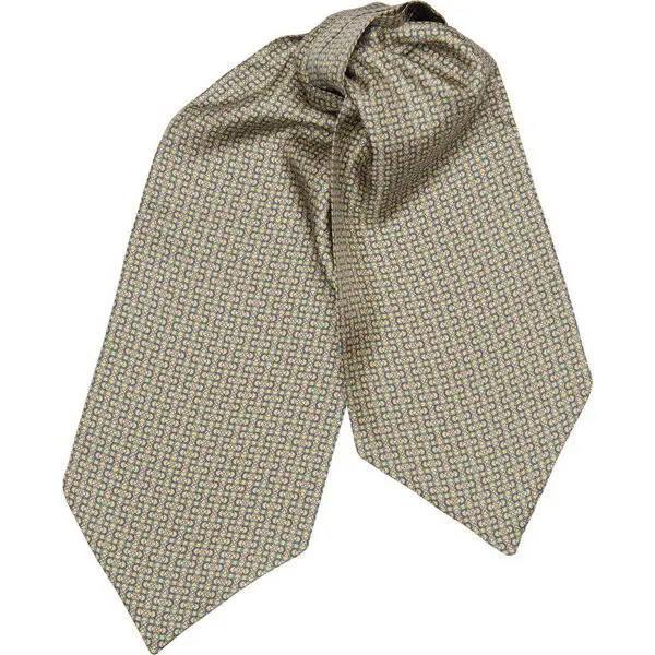 ELIZABETTA Condotti Silk Ascot Cravat - Yellow And Blue