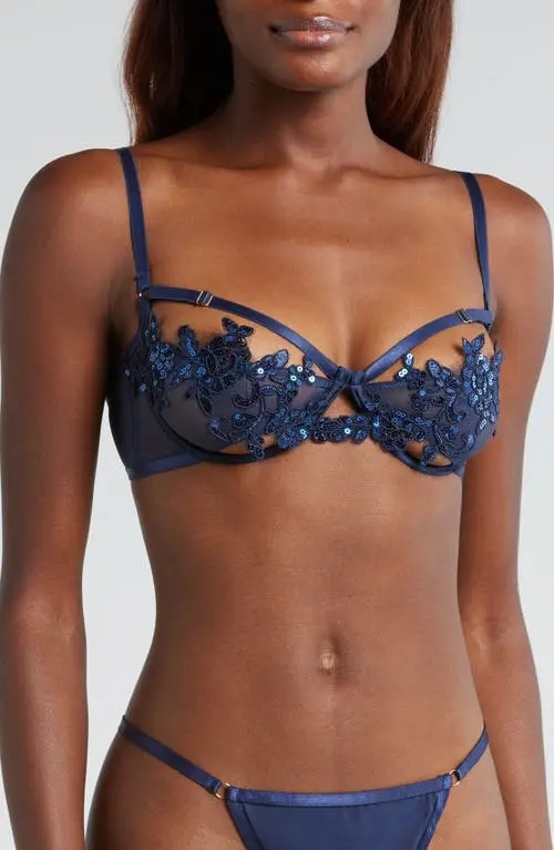 KILO BRAVA Floral Embroidered Open Cup Underwire Bra