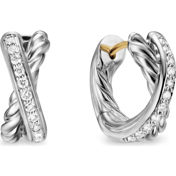 David Yurman Crossover Huggie Hoop Earrings - Sterling Silver