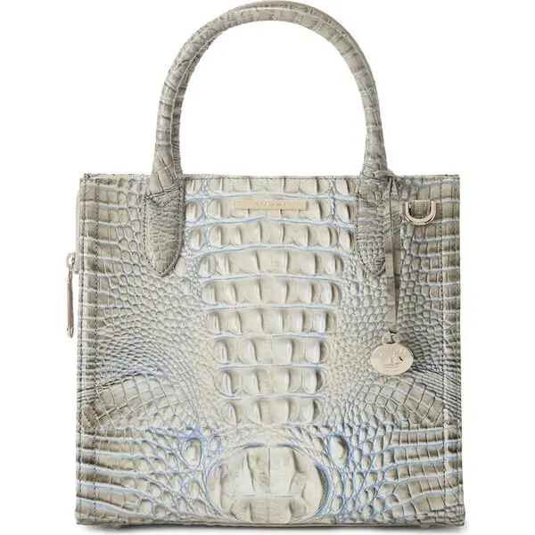 Brahmin Croc Embossed Leather Satchel - Mindful Grey