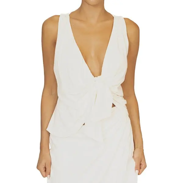 JLUXLABEL Elicia Front Tie Sleeveless Top - White