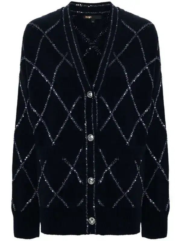 Maje Longline Cardigan In Blue 40% Off Editorialist