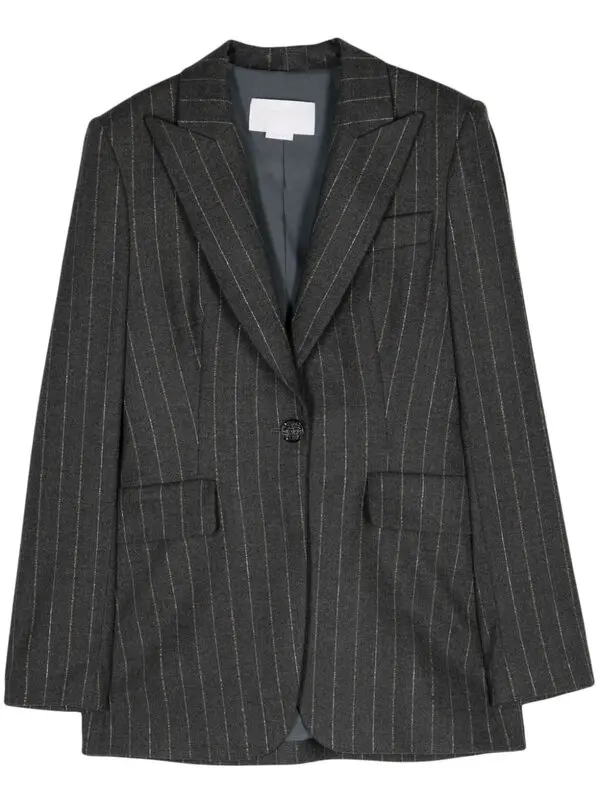 GENNY Pinstriped Virgin Wool-blend Blazer - Grey