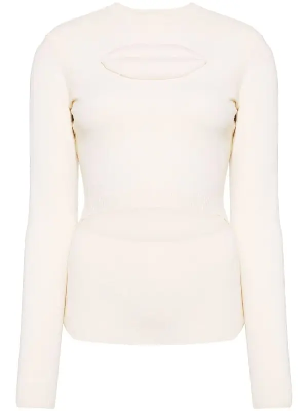 A.W.A.K.E. Mode Lip-appliqué Knitted Top - Neutrals
