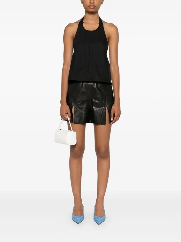 Blumarine Vented Leather Shorts - Black