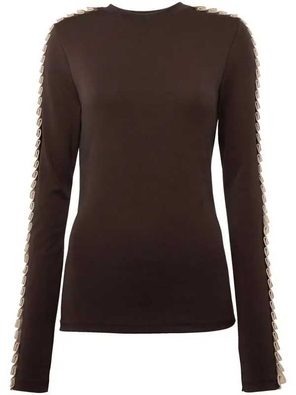 JW Anderson Pleated-trim Long-sleeve Top