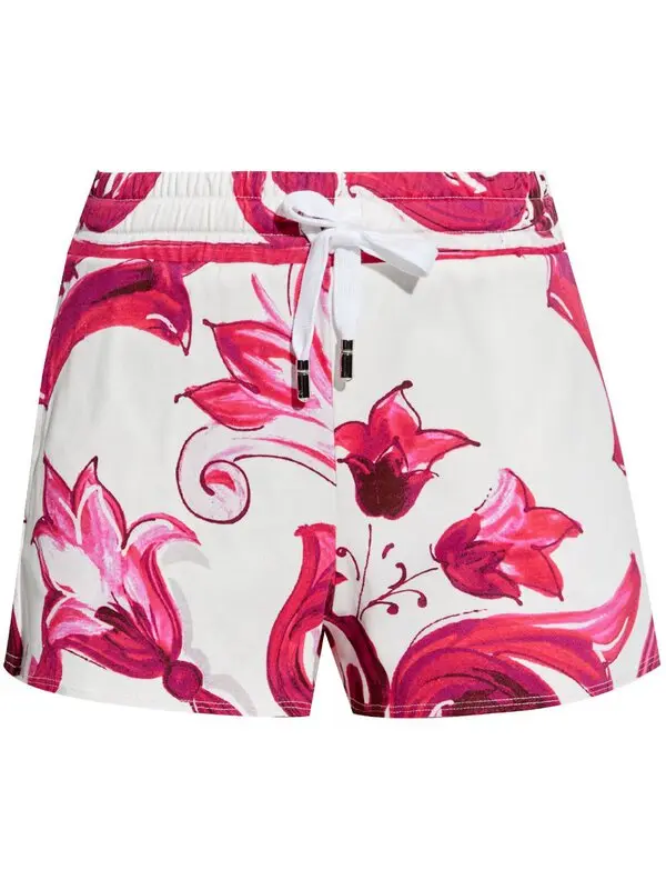 Dolce & Gabbana Majolica-print Thigh-length Shorts - White