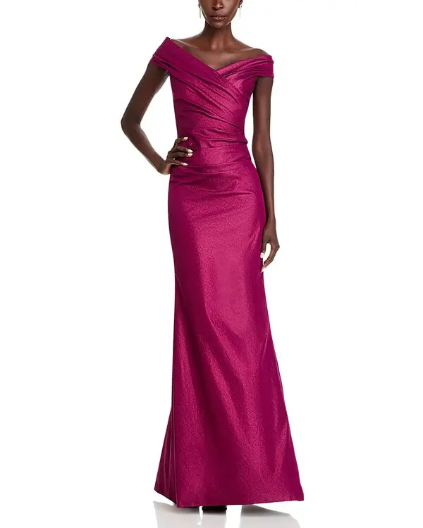 Rickie Freeman For Teri Jon Stretch Metallic Taffeta Gown