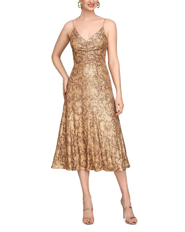 Halston Essence Leo Midi Dress - Gold | Editorialist