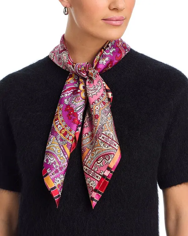 Echo Color Block Paisley Square Silk Scarf - Cherry