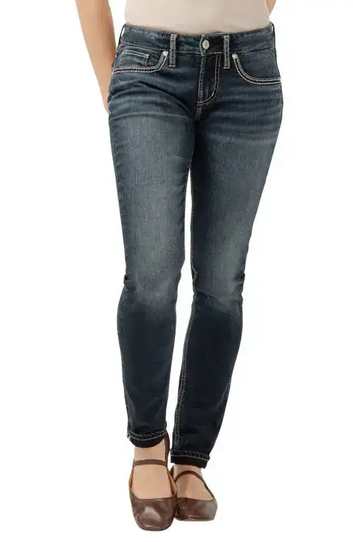 Silver Jeans Skinny Girlfriend Jeans Indigo Editorialist