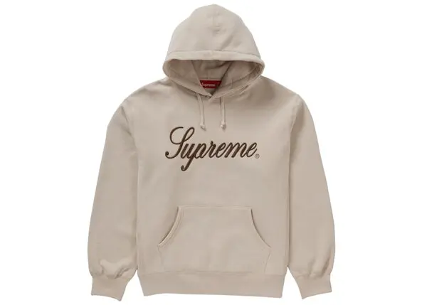 Supreme Embroidered Script Hooded Sweatshirt - Stone