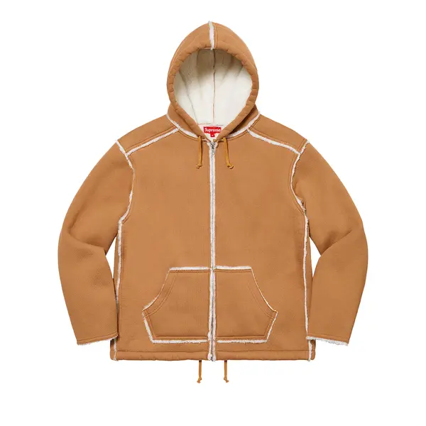 Supreme Faux Shearling Hooded Jacket - Tan
