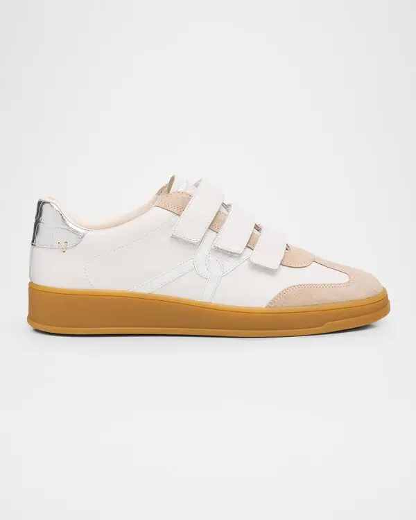 Veronica Beard Reagan Leather Sneakers - Lily White/silver