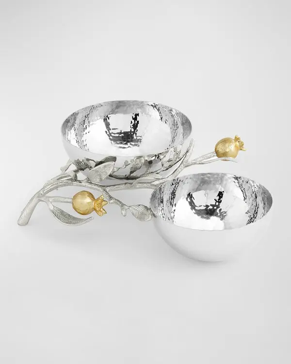 Michael Aram Pomegranate Silver & Gold Double Bowl