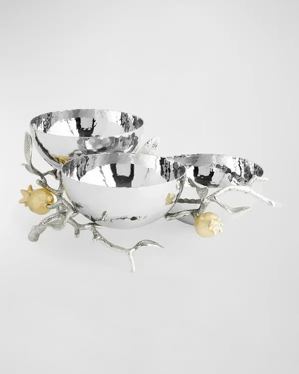 Michael Aram Pomegranate Silver & Gold Triple Bowl