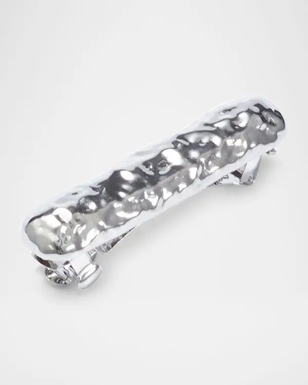 LELET NY Hammered Brass Barrette - Rhodium