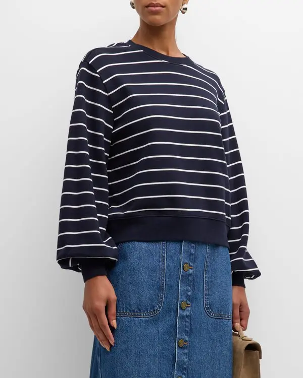 FRAME Stripe Blouson-sleeve Sweatshirt