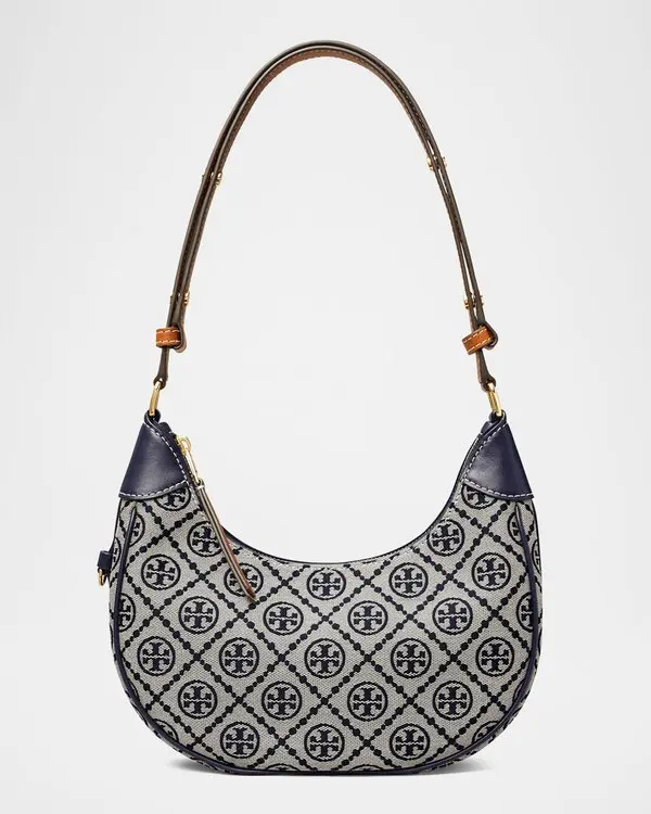 Tory Burch T Monogram Crescent Shoulder Bag - Tory Navy